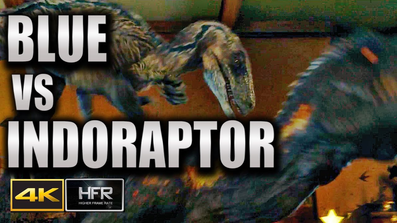 BLUE vs INDORAPTOR | 4K HFR | Jurassic World (2021) High Framerate | 4k ...