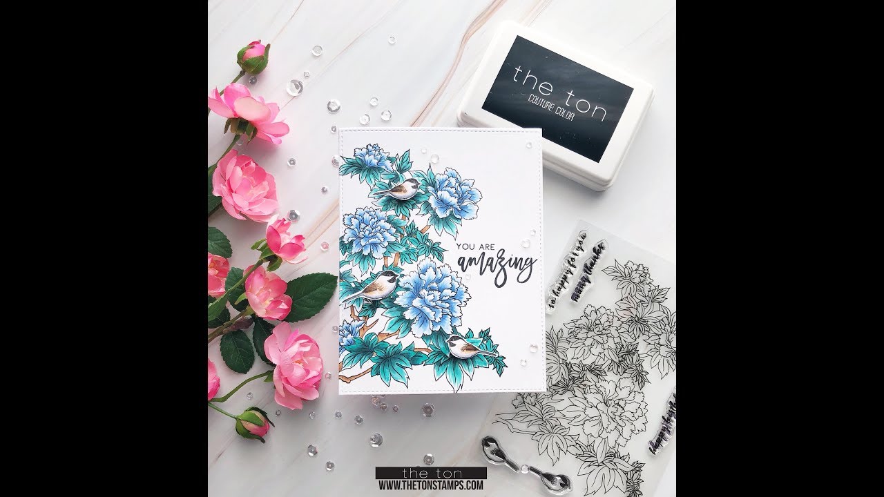 Copic Colored Nesting Peonies - 2018 Autism Awareness Blog Hop - YouTube