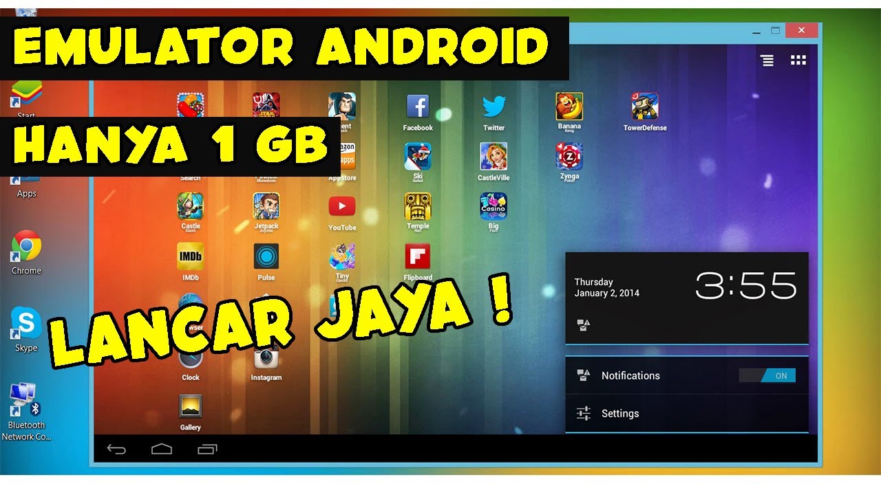 EMULATOR ANDROID HANYA 1 GB UNTUK LAPTOP ATAU PC SPEK KENTANG - DIPAKE ...