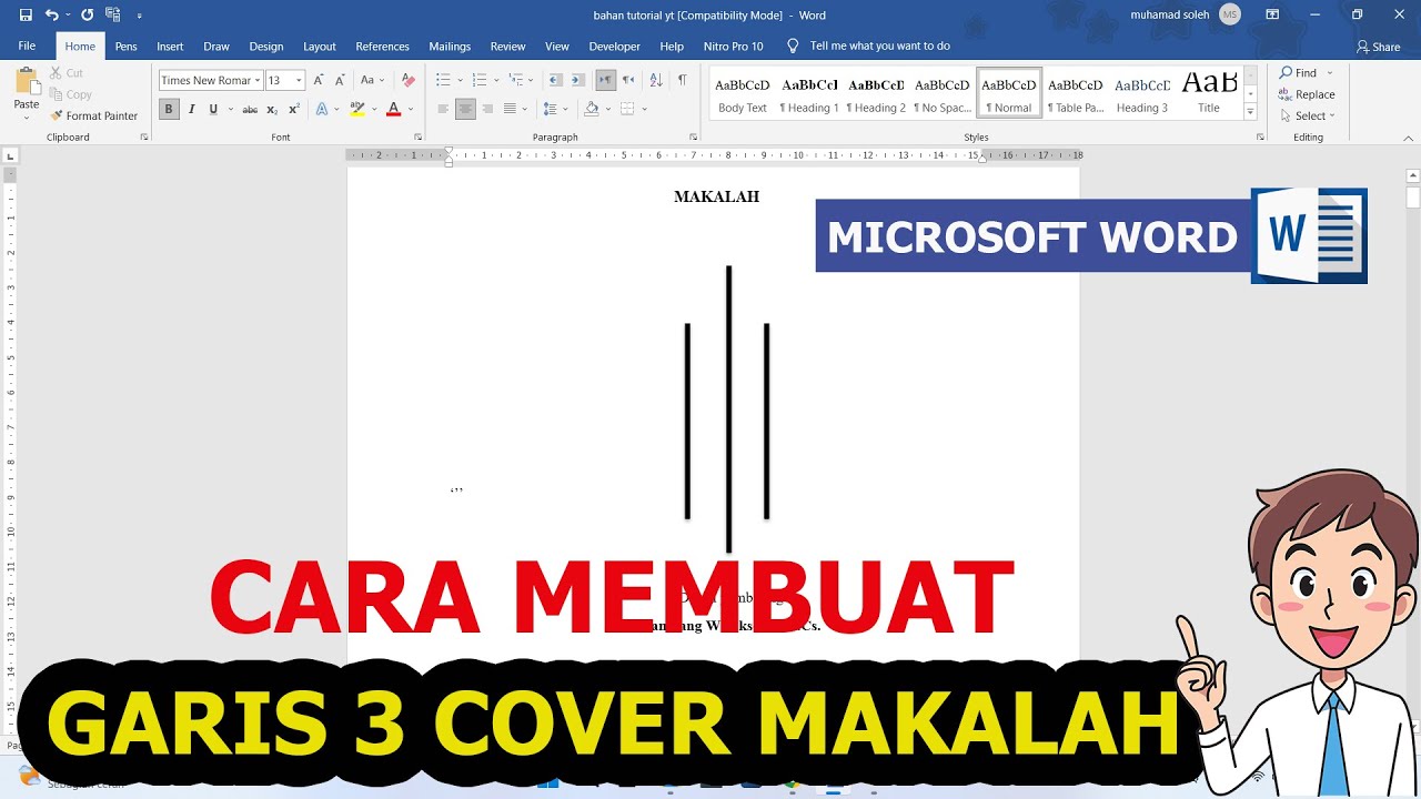 Cara Membuat Cover Makalah Garis Tiga di Word - YouTube