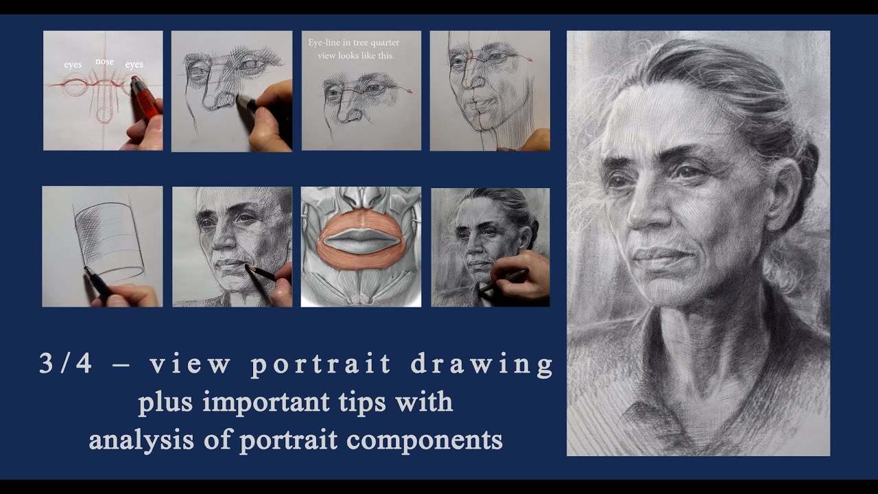 3/4 – view portrait drawing plus important tips with analysis of ...