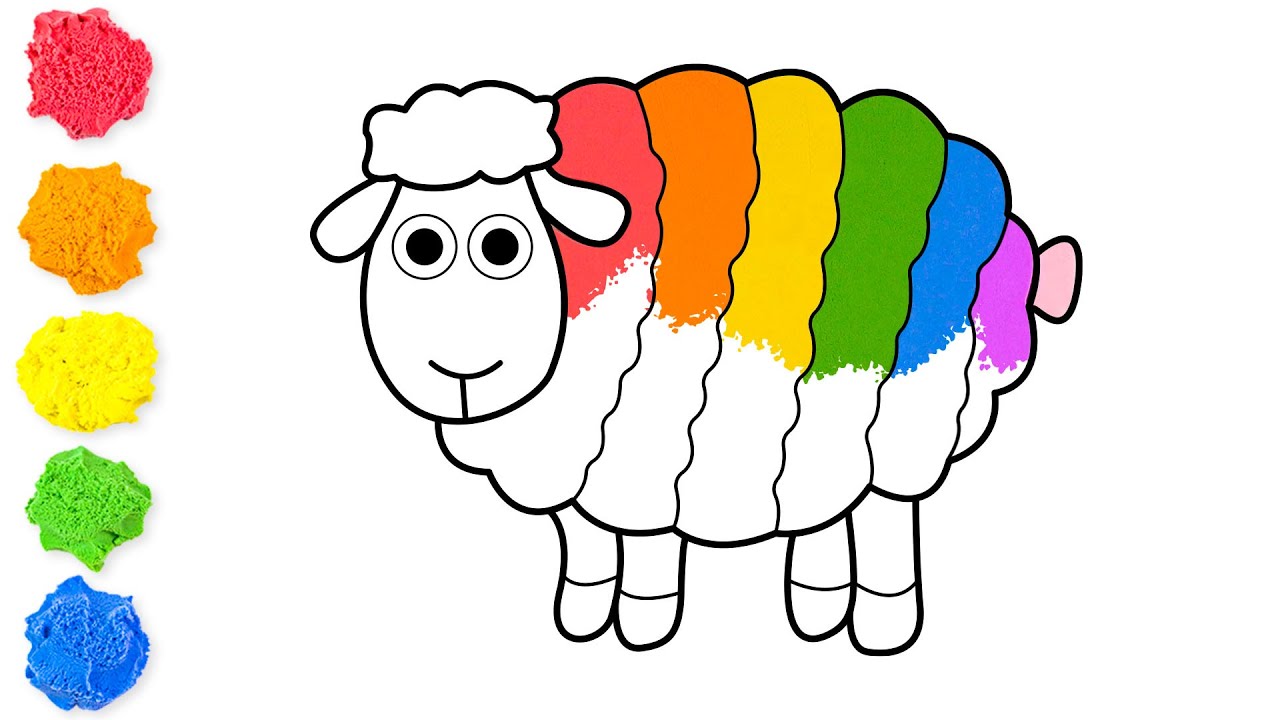 Rainbow Sheep | Kinetic Sand Coloring | Learn Colors & English for Kids ...