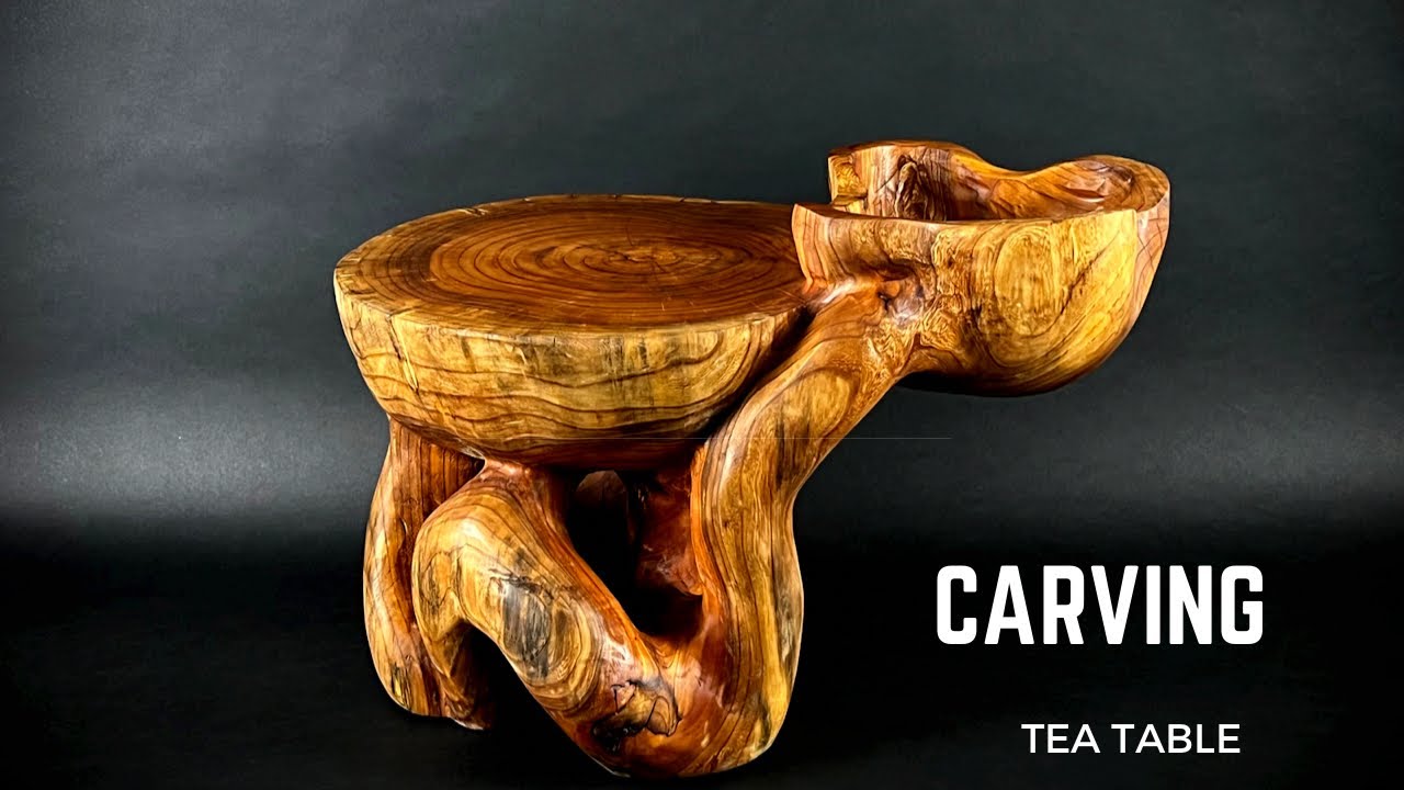 Carving table from a log - YouTube