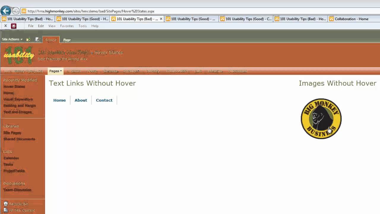 101 SharePoint Usability Tips - # 17 The Cursor's Hover State - YouTube