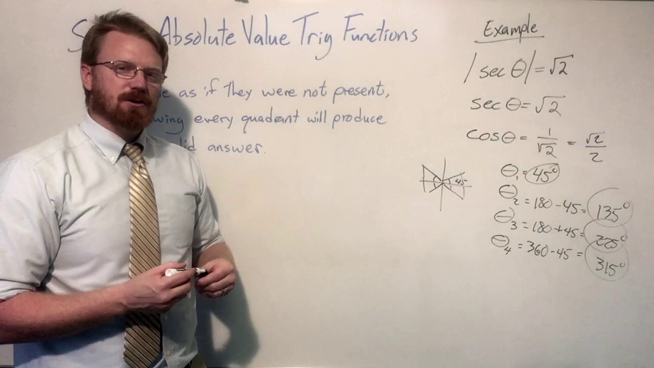 6.1 Solving Trig Equations with Absolute Values and Logs - YouTube