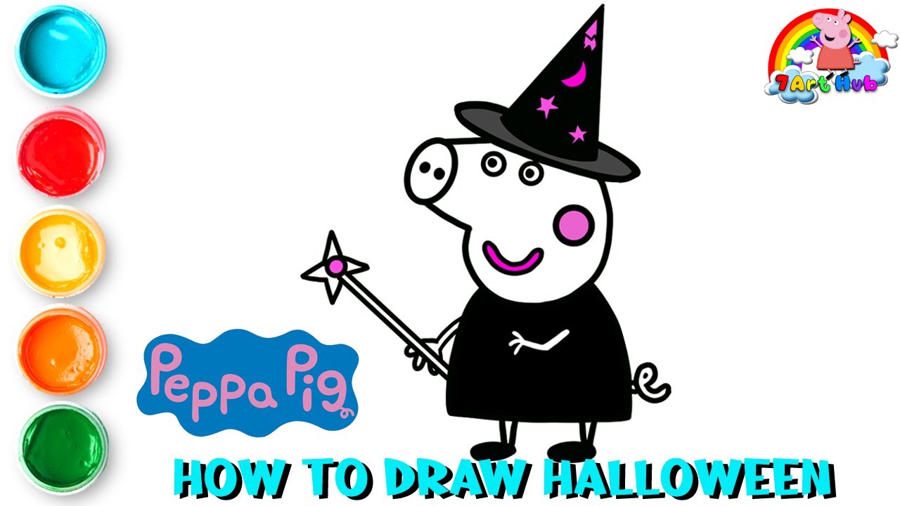 Peppa Pig Halloween Magic Wand Drawing Step By Step | Easy Peppa Pig ...