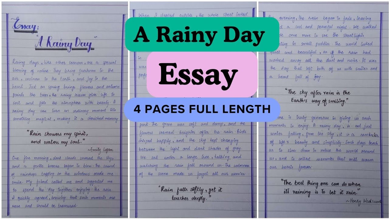 Essay on "A Rainy Day" in English with quotations | A Rainy Day essay ...