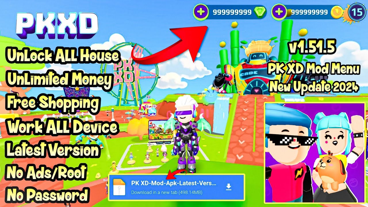 PK XD Mod Apk 1.51.5 New Update 2024 - Mod Menu, Unlocked All Houses ...