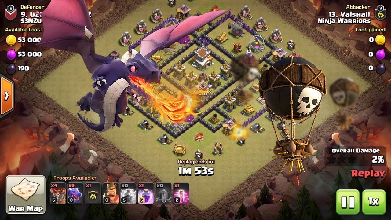TH8 Dragon + Balloon Attack || Great Strategy by Girls || Clash of ...
