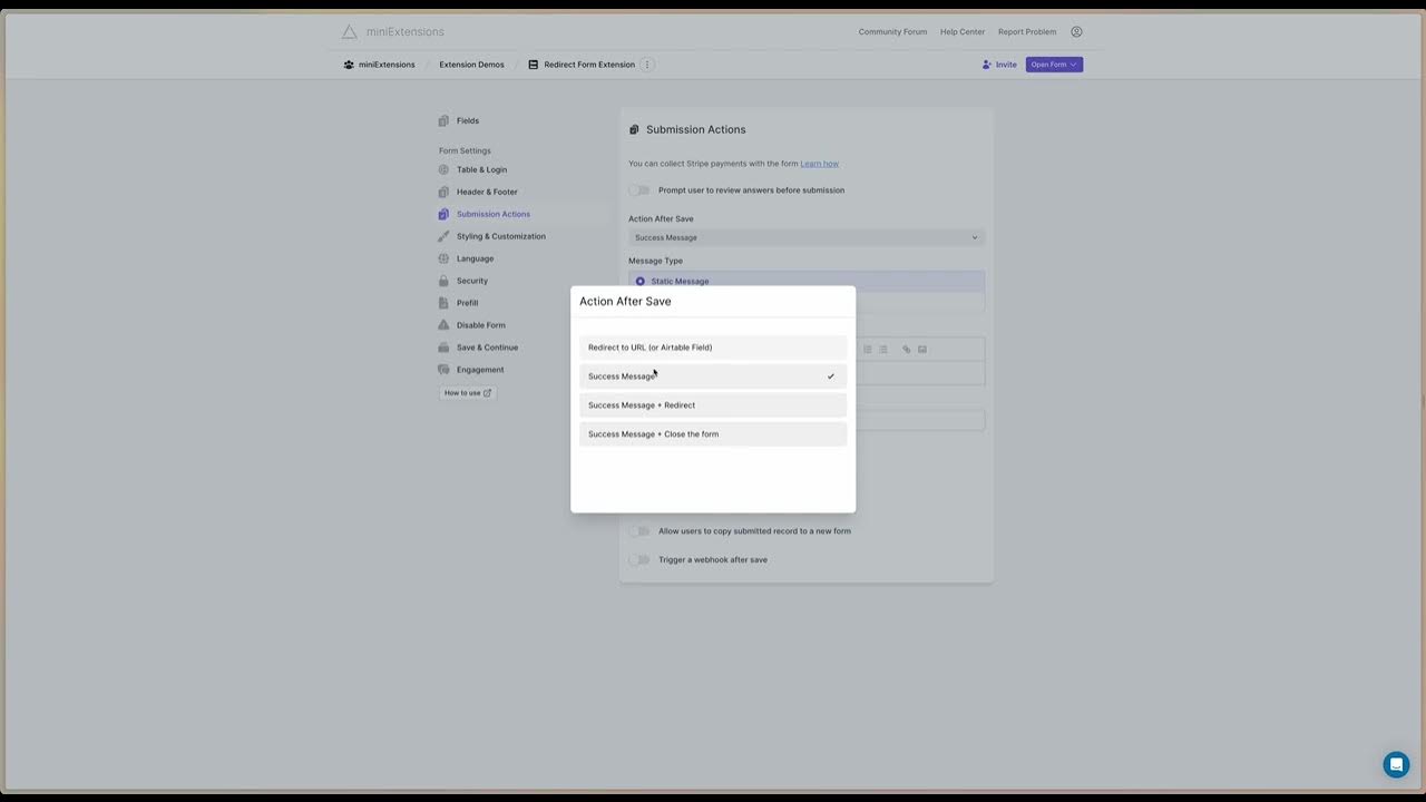 Redirect to an Airtable Field with miniExtensions Form - YouTube