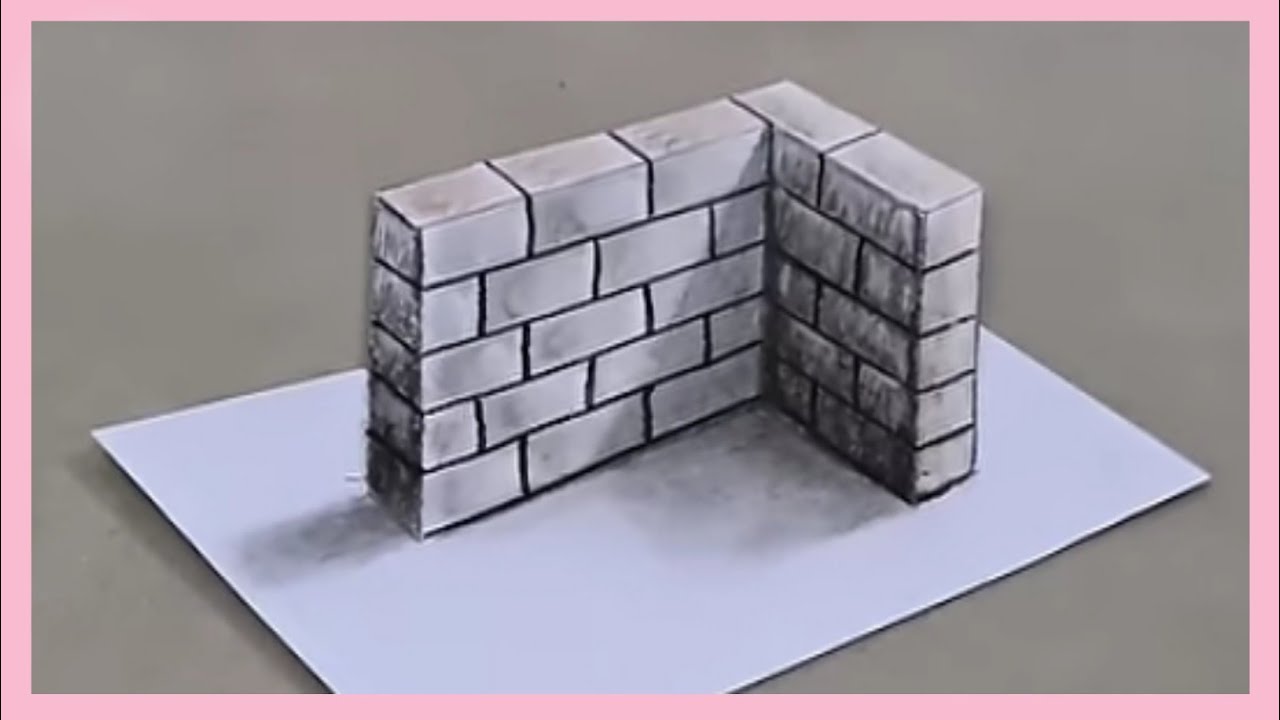 3d drawing wall on paper for beginner step by step| wall Art| How to ...