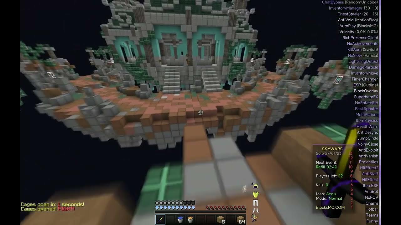 1 min for hacking on blocksmc - YouTube