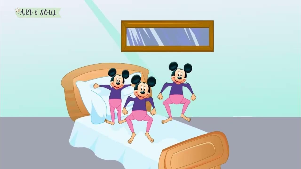 Mickey mouse fun rhymes - Five lIttle mickey mouse's jumping on the bed ...