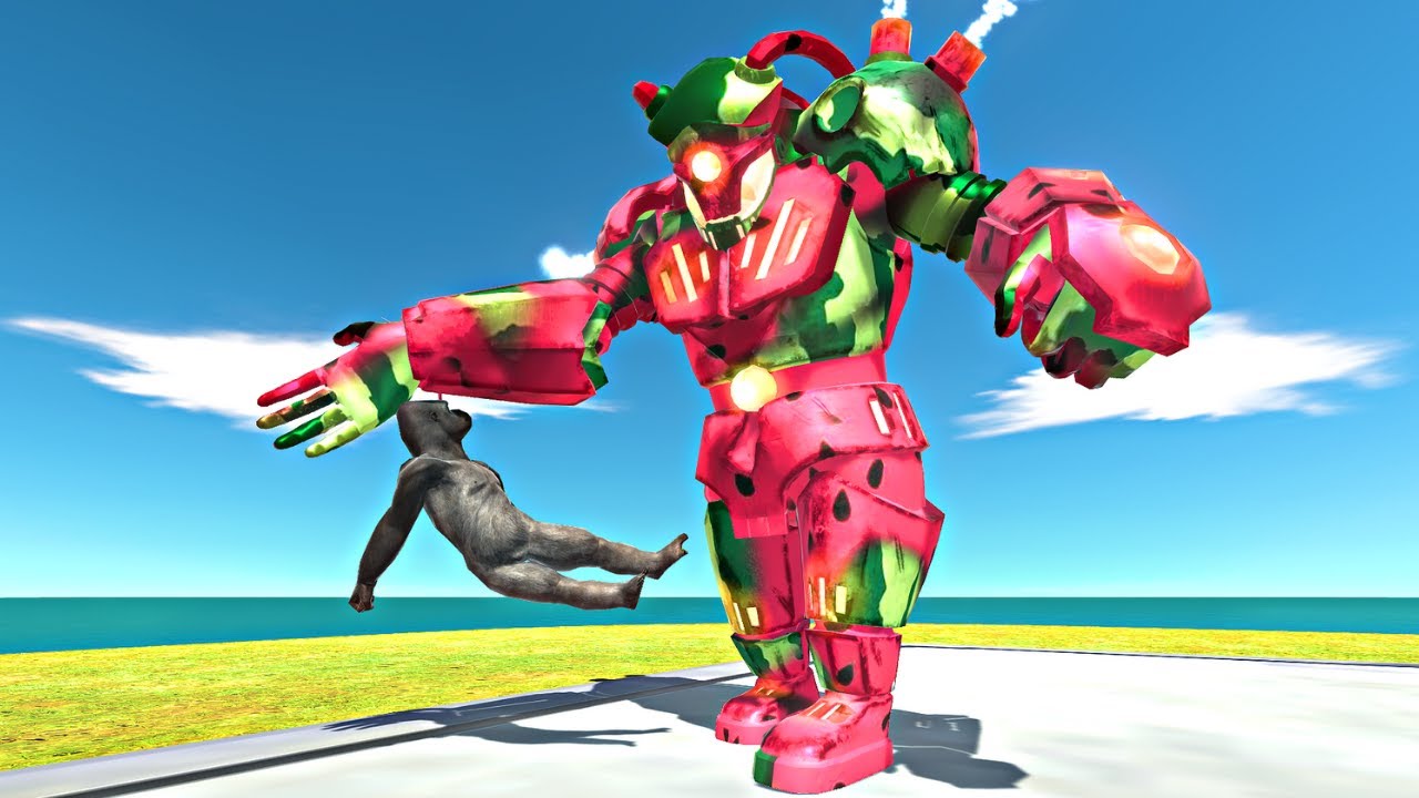 Watermelon Metal Goro vs Mutant Primates in Plant Arena - Animal Revolt ...