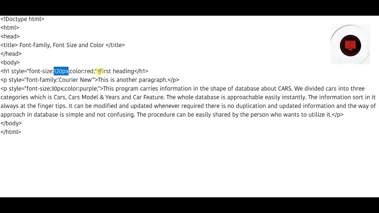 How To Change Font Style Font Size And Color Of Text In HTML Lecture 05 HTML YouTube How To Change Font Style Font Size And Color Of Text In HTML Lecture 05 HTML YouTube
