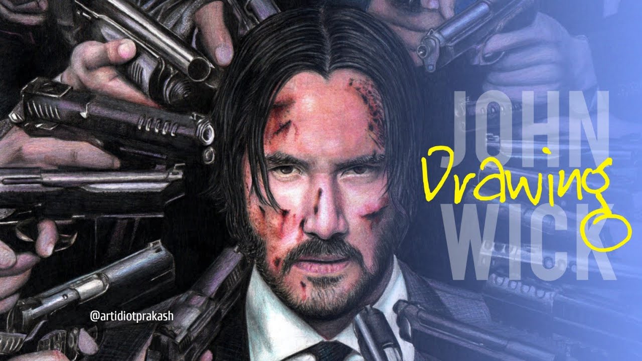 John Wick Drawing Keanu Reevess John Wick Realistic Art Colour