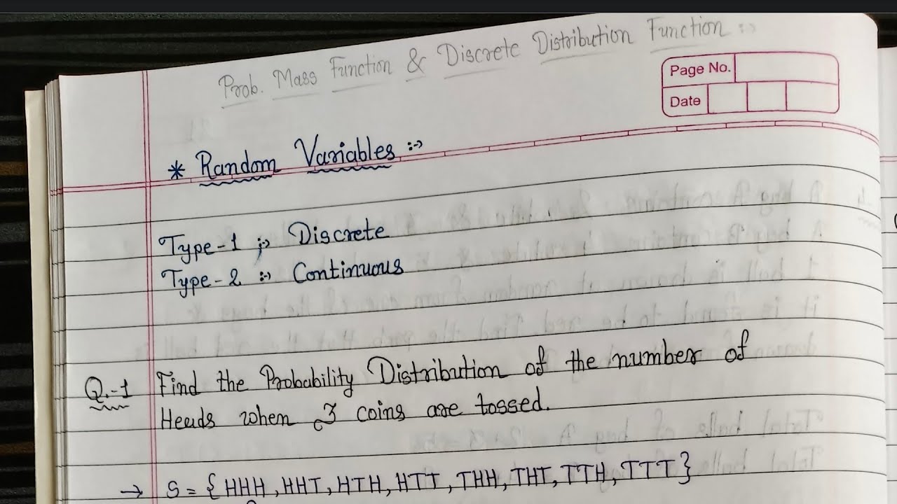 1.4 - Random Variables - Discrete Function (Probability Mass Function ...