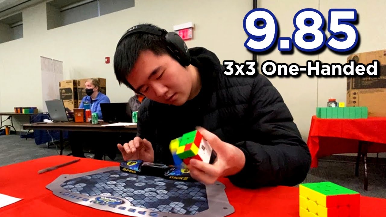 9.85 Official 3x3 One-Handed Single! (PR3) - YouTube