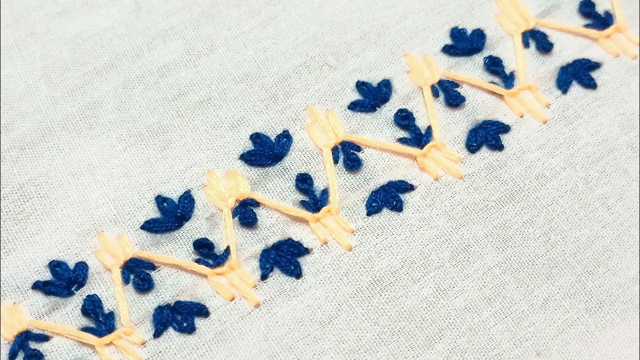 Beautiful borderline design stitching || Easy and simple stitching ...