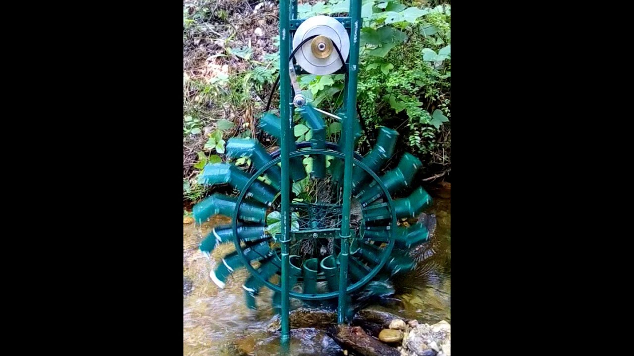 Bicycle rim water wheel 1.0 - YouTube