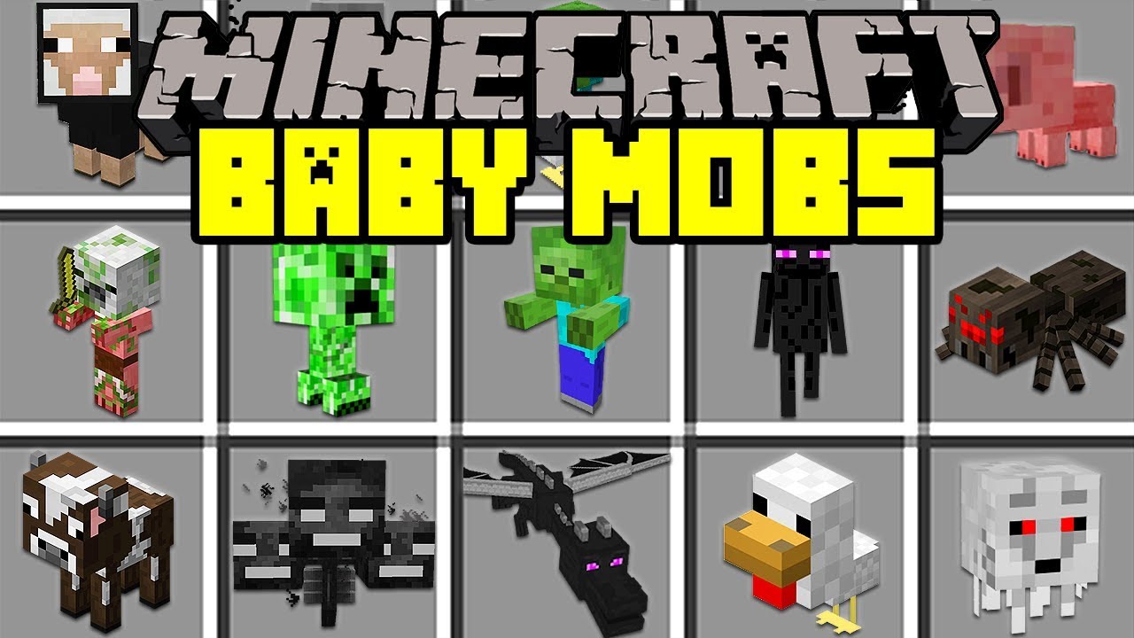 Minecraft BABY MOBS MOD! | SUMMON ARMY OF BABY MOBS AND ANIMALS ...