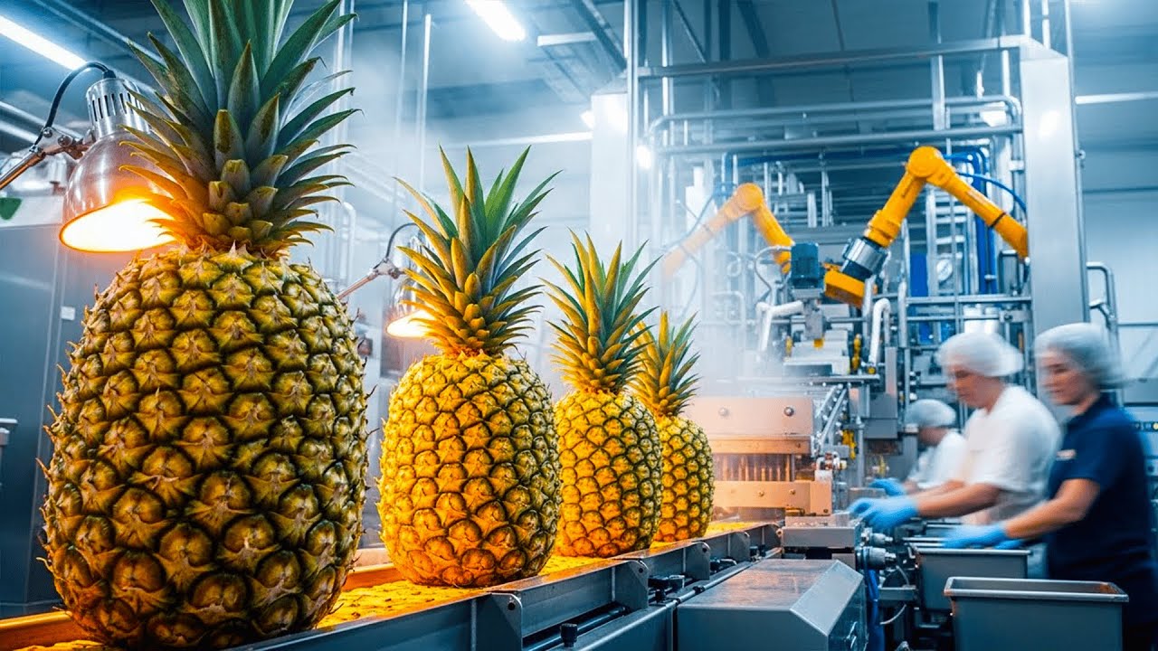 Inside the pineapple juice factory: fresh pineapple to filling bottles ...