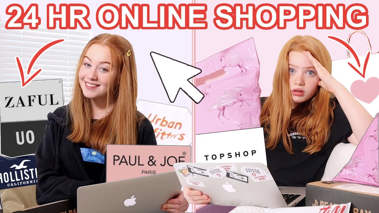 24 HOUR ONLINE SHOPPING CHALLENGE IN OUR BEDROOMS *Big Summer Haul Try ...