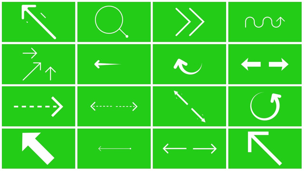 White Arrows Pack of Green screen elements HD - YouTube