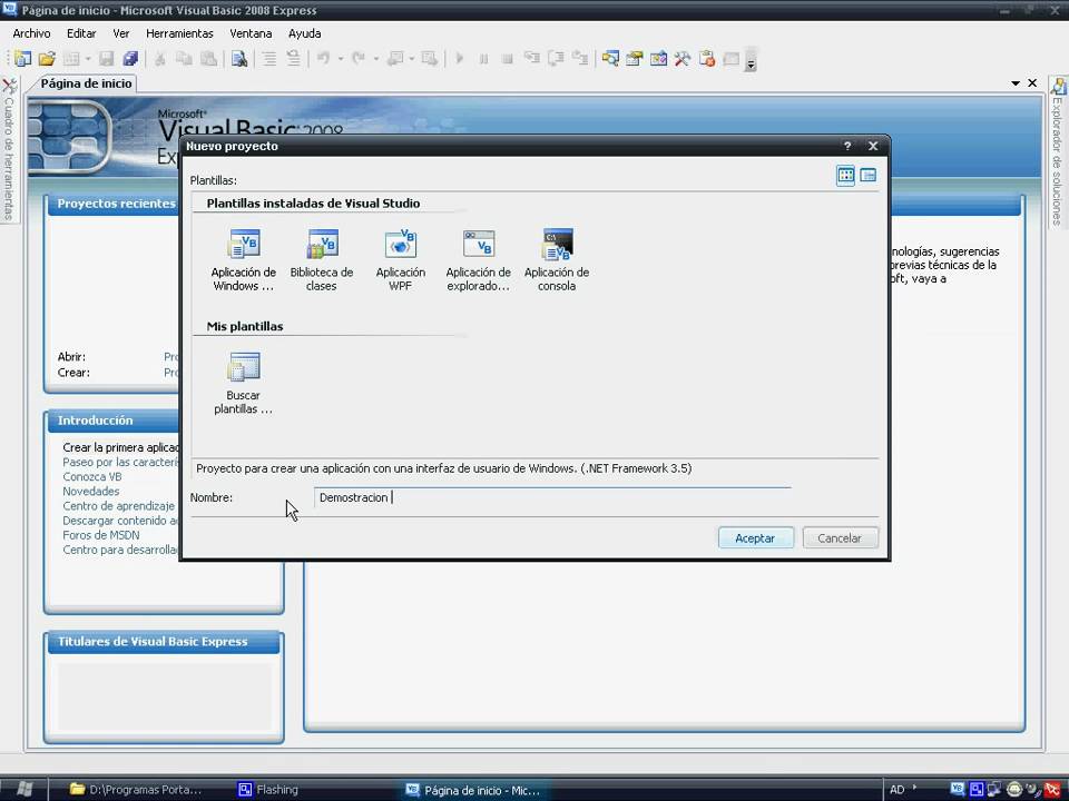 Demo Funcionamiento del Portable Visual basic 2008 Express ESN - YouTube