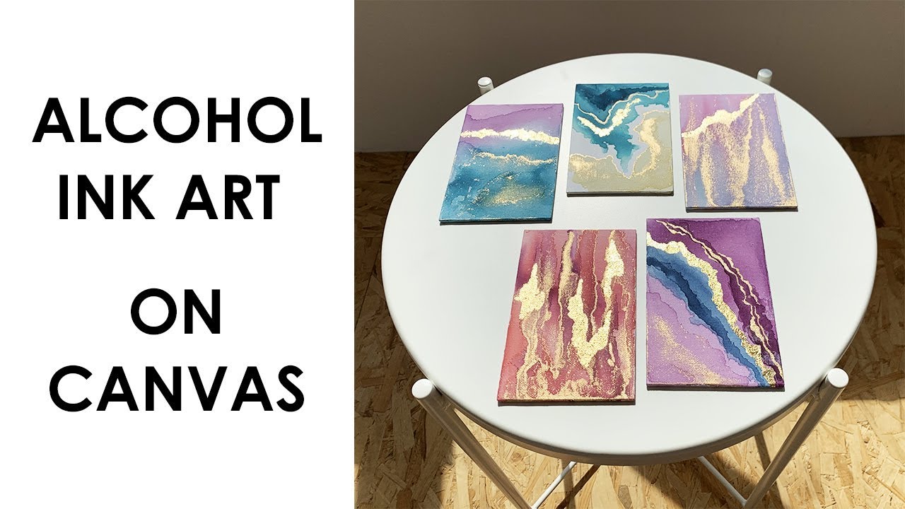 ALCOHOL INK ART ON CANVAS - YouTube
