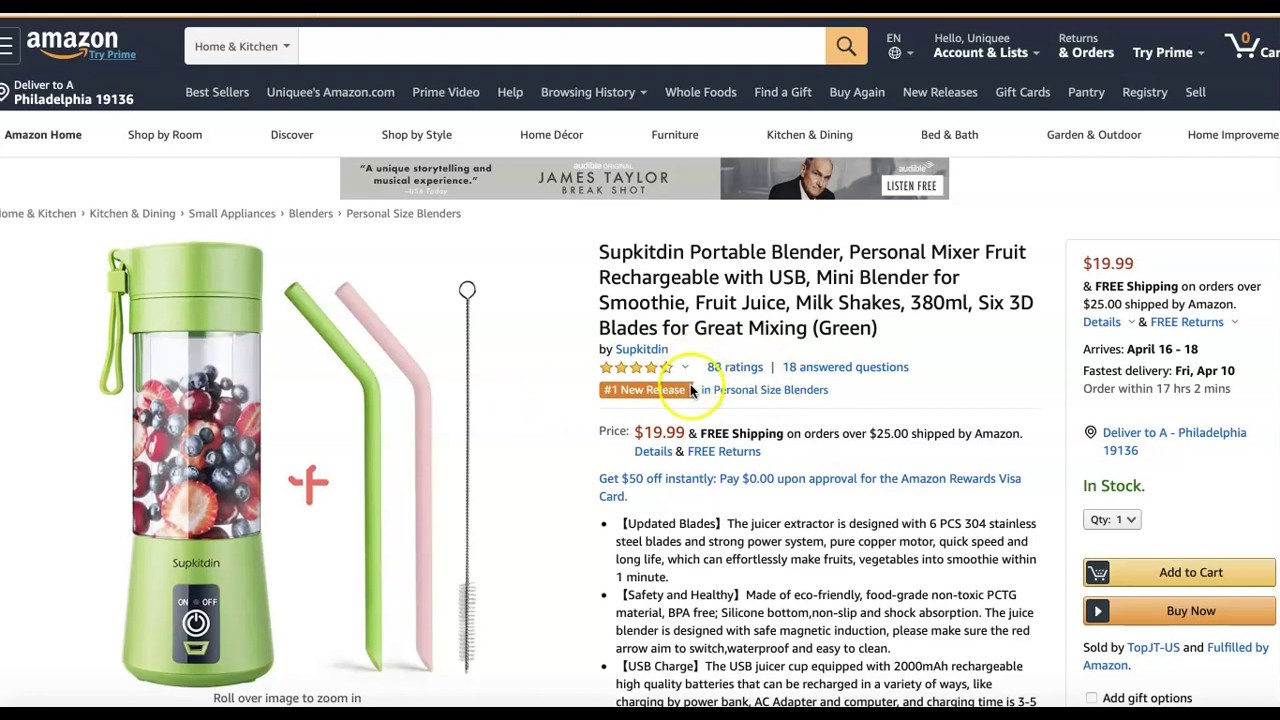 Supkitdin Portable Blender Review - Lightweight and rechargeable! - YouTube