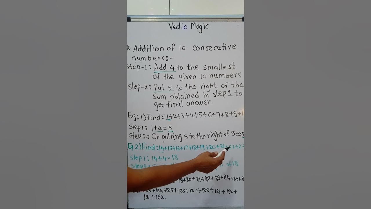 #VedicMath#Calculation trick#Addition of 10 consecutive numbers#Fast calculation. - YouTube