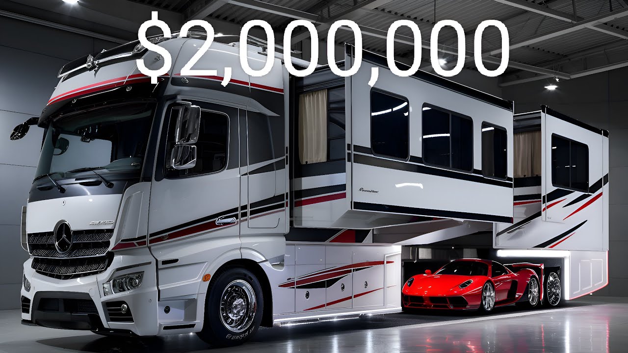 Touring a $2,000,000 Luxury Motorhome with Secret Super car Garage ...
