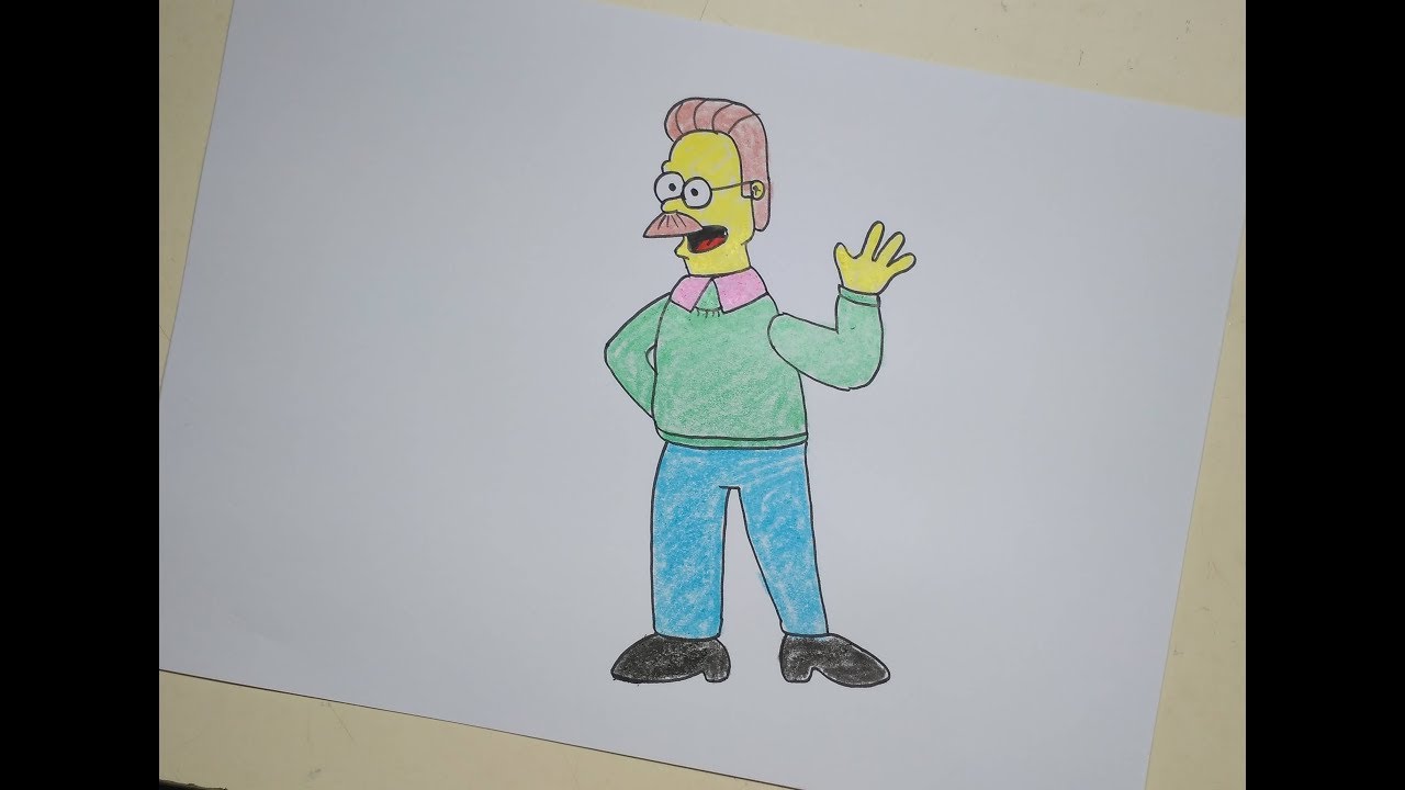 How to Draw Ned Flanders from Simpson - YouTube