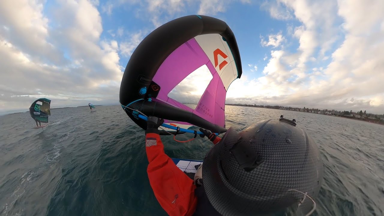 Winter Jibes Wing Foiling Cattle Point - YouTube