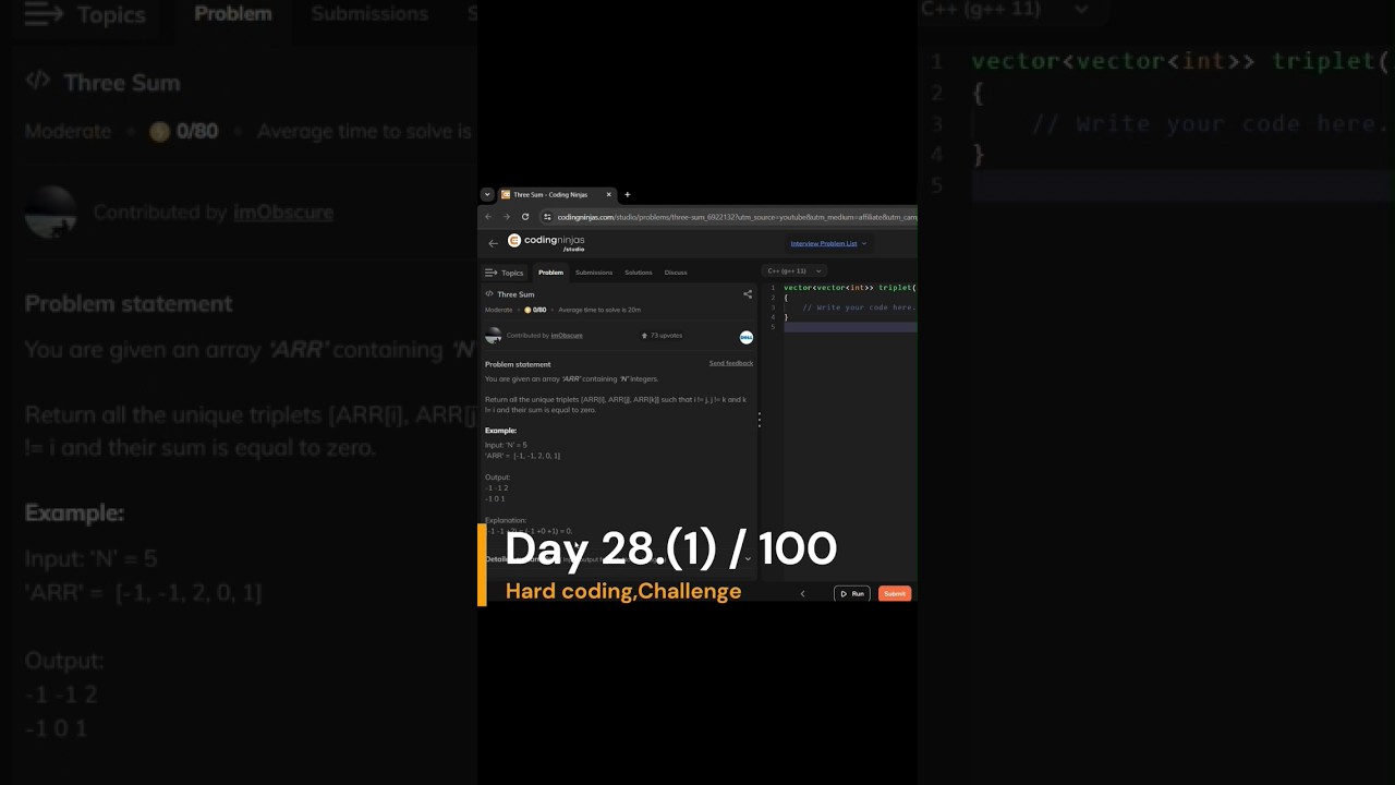 Day 28 100 Hard Coding Challenge Round 2 Is Here π―π Coding 100dayschallenge Dsa Programmer