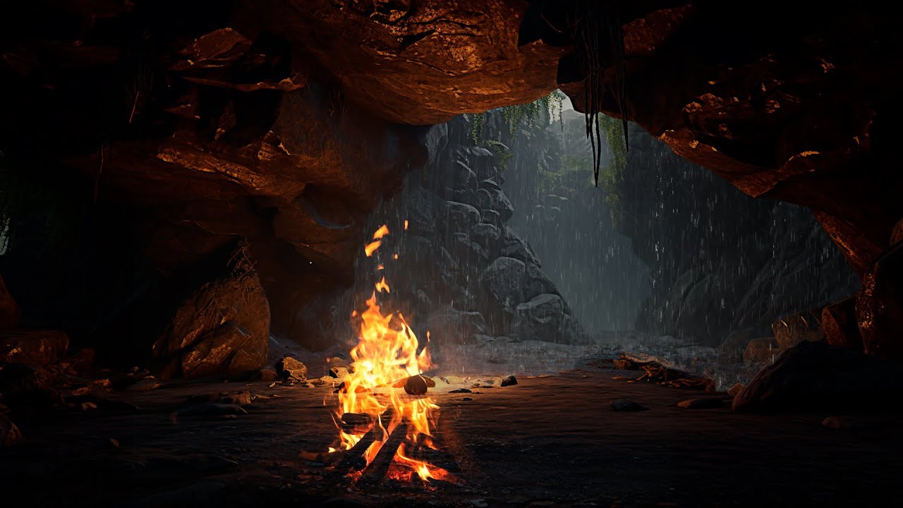 Cave Serenity| Rain and Fire Sounds for Deep Sleep and Stress Relief - YouTube