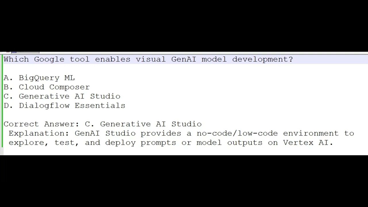 Generative AI Leader Certification : Which Google tool enables visual ...