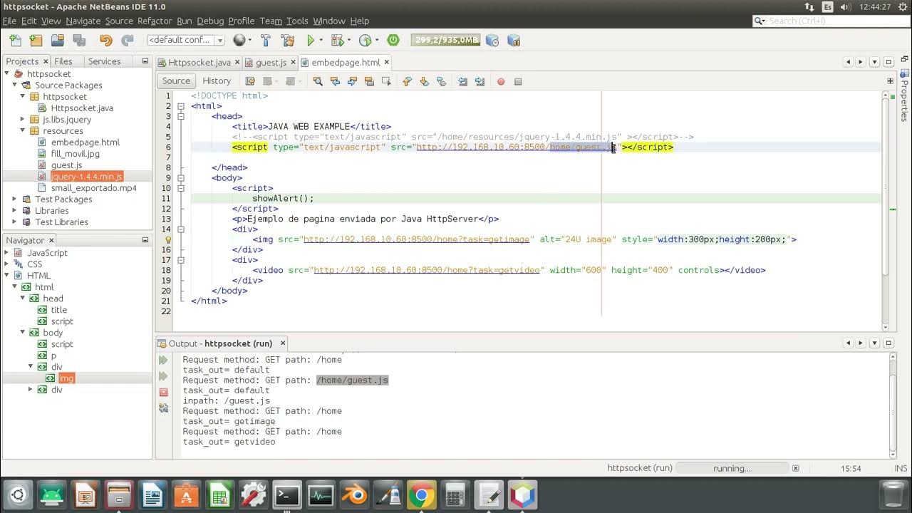 Java servidor HttpServer, HTML, JavaScript cargar libreria js - YouTube