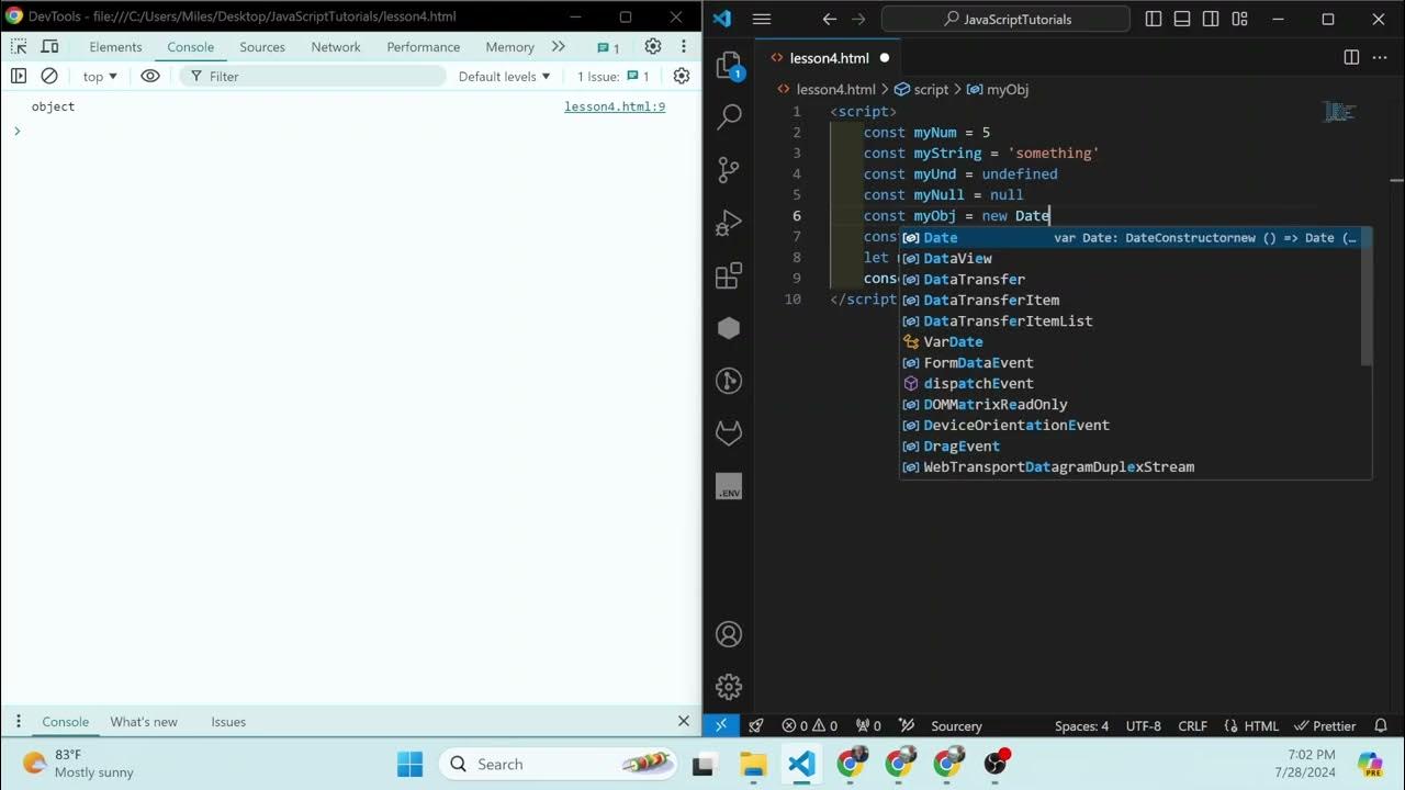 JavaScript Lesson 4: Values & Types - YouTube