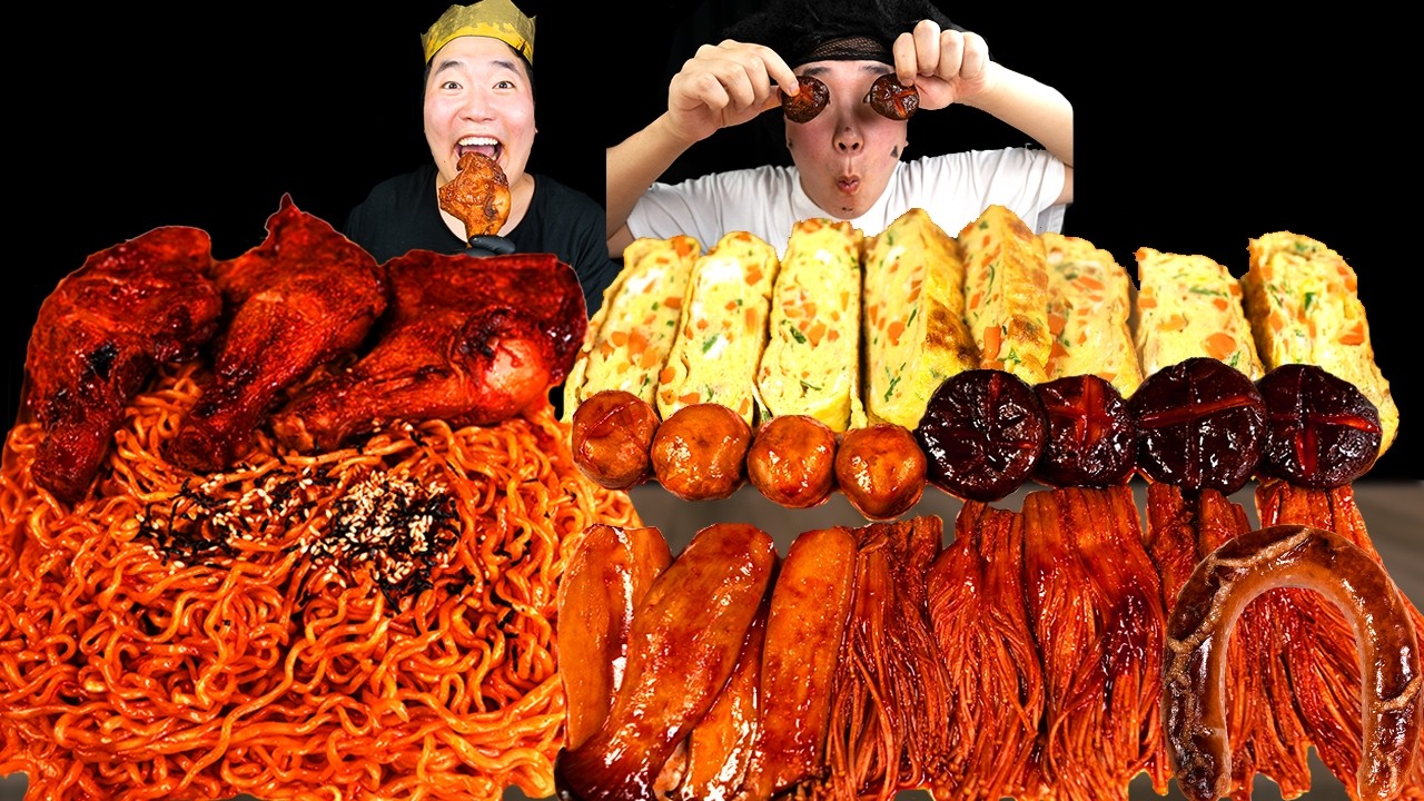 ASMR MUKBANG| Fire spicy Mushrooms, Fire Noodles, Kielbasa Sausage ...