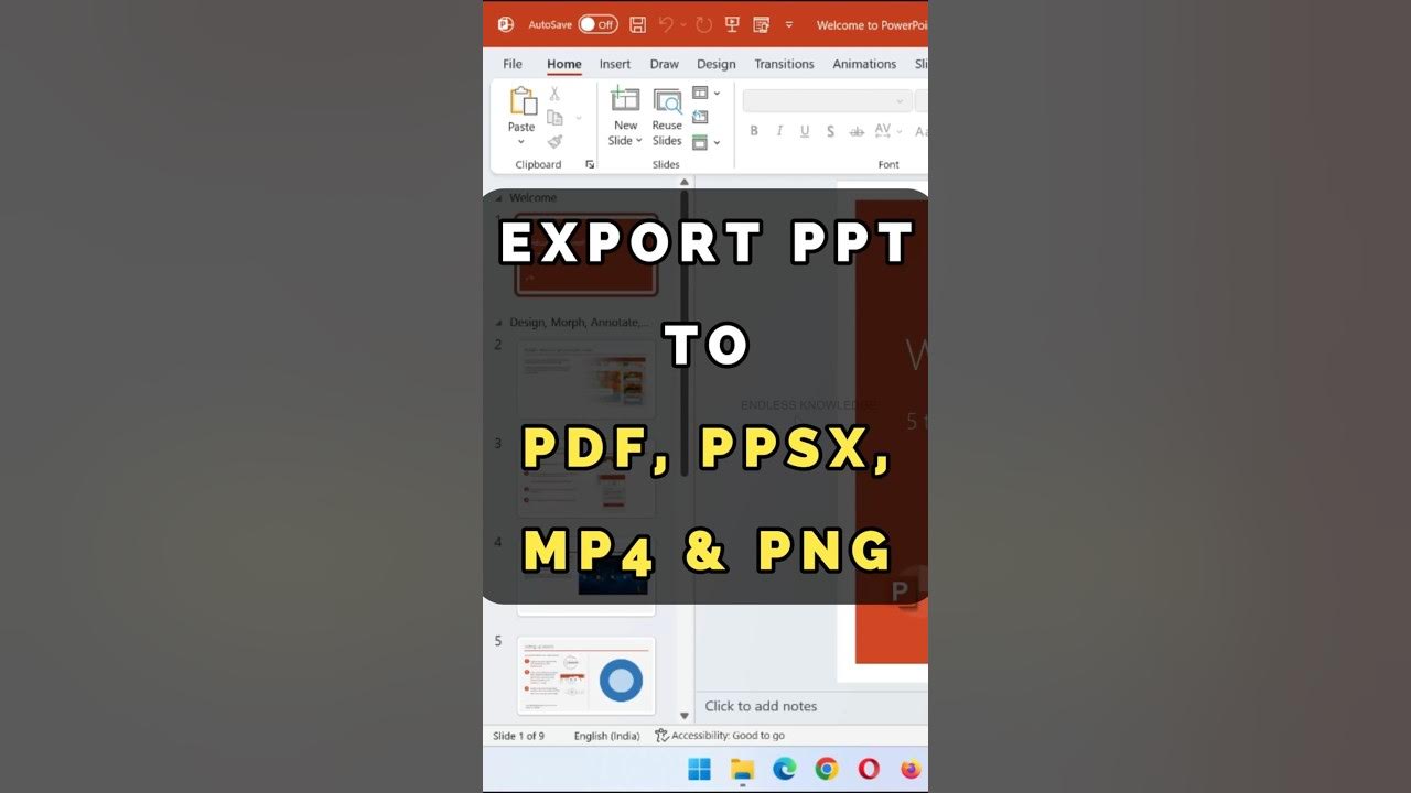 How to Export PPT to PDF, MP4, PNG, PPSX - YouTube