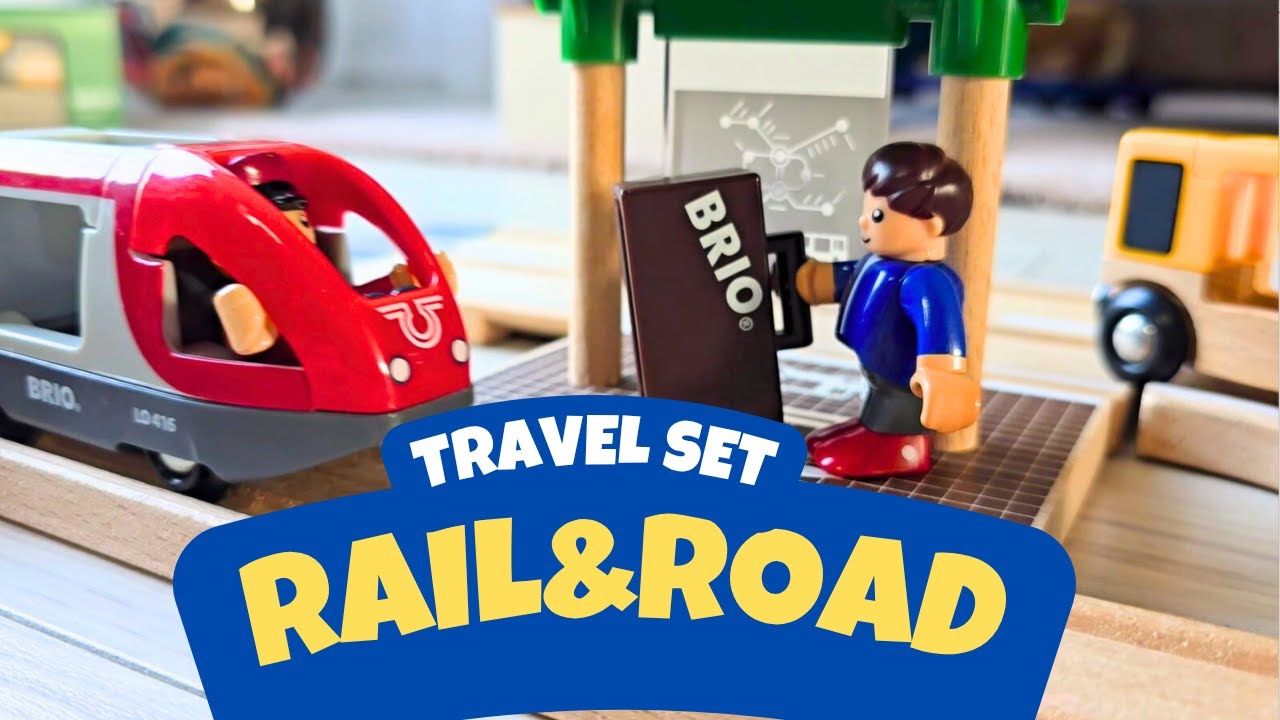 BRIO🚆🚌 Rail & Road Travel Set (33209) + Mega Long Magnetic Tiles Tunnel ...