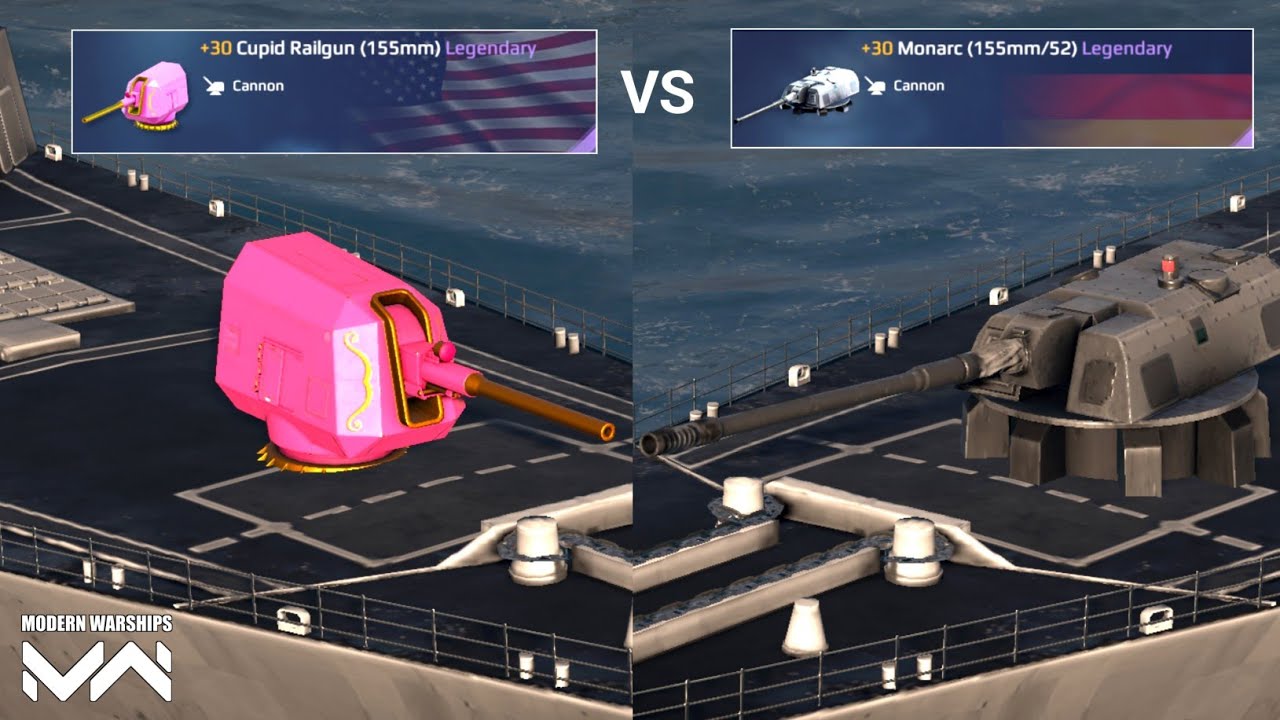 Cupid Railgun (155mm) VS Monarc (155mm/52) Legendary Cannon Test ...