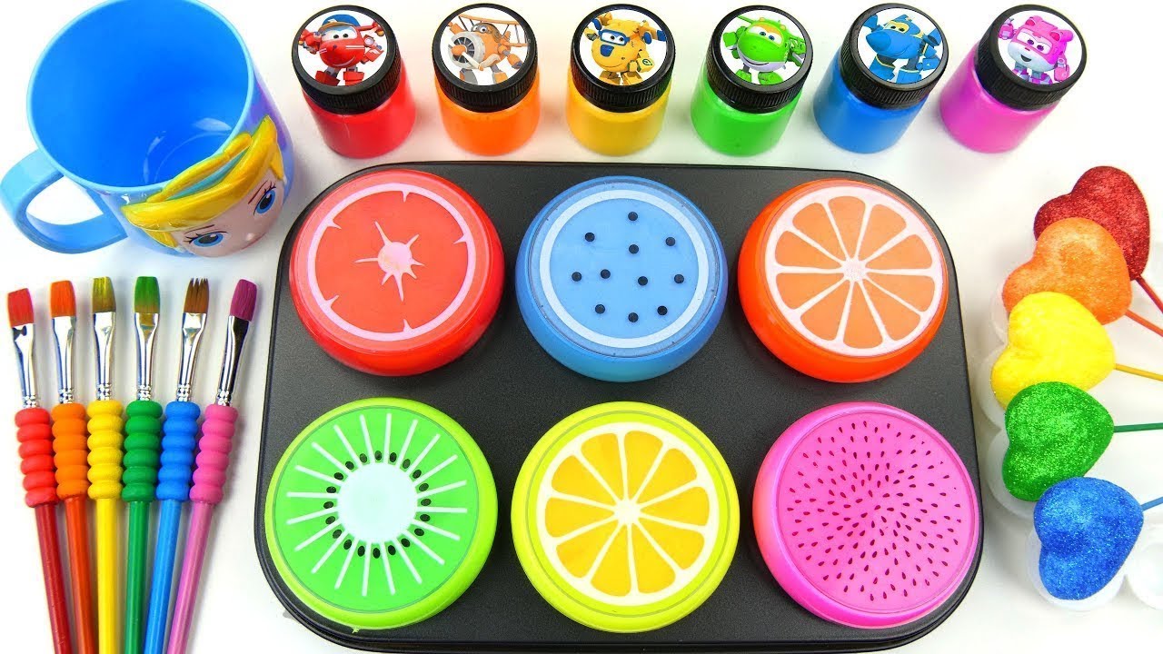 Satisfying Video | How To Make 6 Slime Fruits FROM Rainbow Lollipop ...
