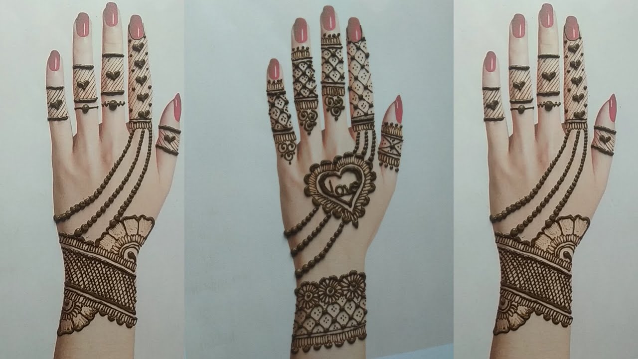 Top 2 Most Beautyful and Stylish Heart shape jewellery mehedi design| Easy Mehedi design....(HM ...