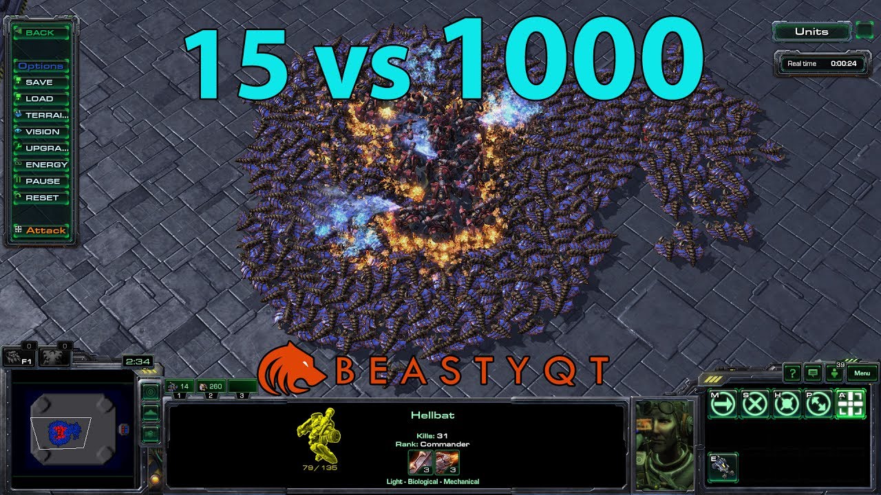 StarCraft 2: 15 Hellbats vs 1000 Drones! - YouTube