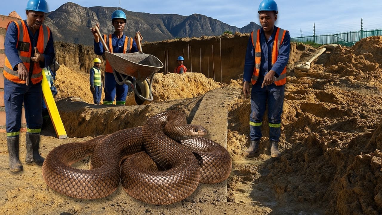 Big Black Snake On A Building Site - YouTube