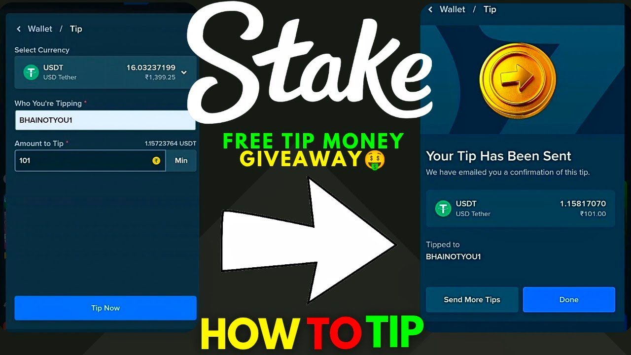 How to tip in stake | How to get FREE tip | Stake me tip kaise de ...