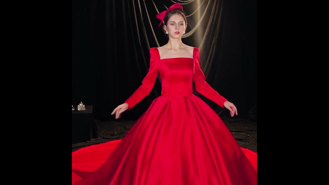 Chic / Beautiful Red Satin Wedding Dresses - YouTube